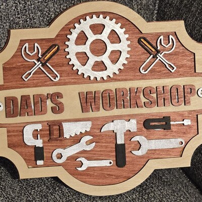 Dads Workshop Wall or Door Sign. Workshop Signage Laser Cutting File ...