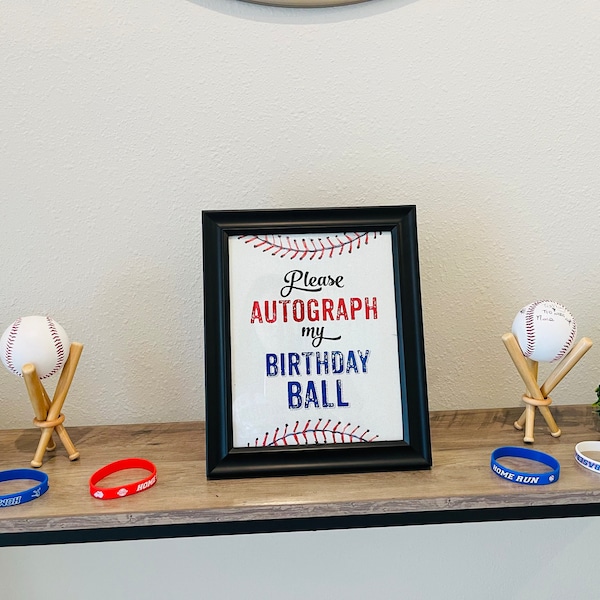 Baseball Table Sign Please Autograph My Birthday Ball 8x10 Printable ...