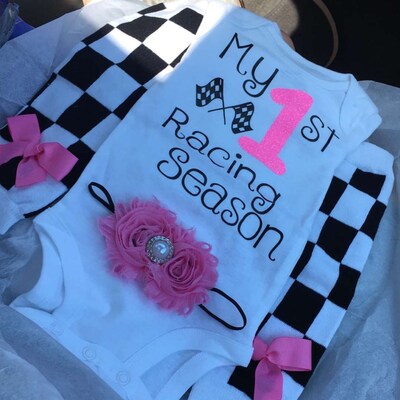 Baby Girl Race Day Outfit My 1st Racing Season Outfit Checkered Outfit ...