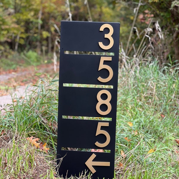 Enfield XL Address Yard Sign: 6" Aluminum Numbers, Vertical Yard Plaque ...