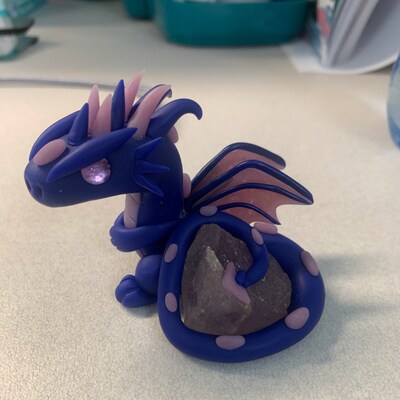 Red Fire Dragon Statue, Sculpture, Polymer Clay, Unique Gift, Fantasy ...