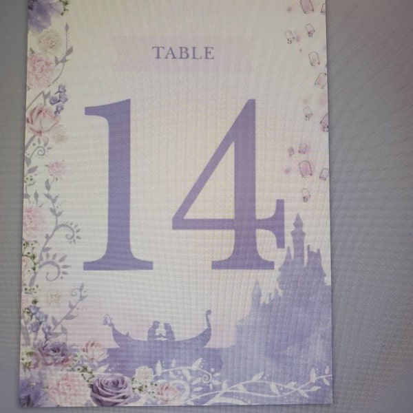 Tangled Table Number, Wedding Table Number, Lavender Editable Sign ...