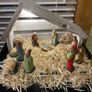 Rustic Lighted Handmade Wooden Nativity Manger Stable - Etsy