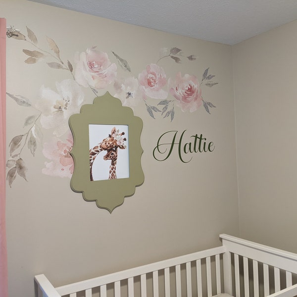 DELANEY Single FLOWERS Blush Pink Nursery Flower Décor Removable Wall ...