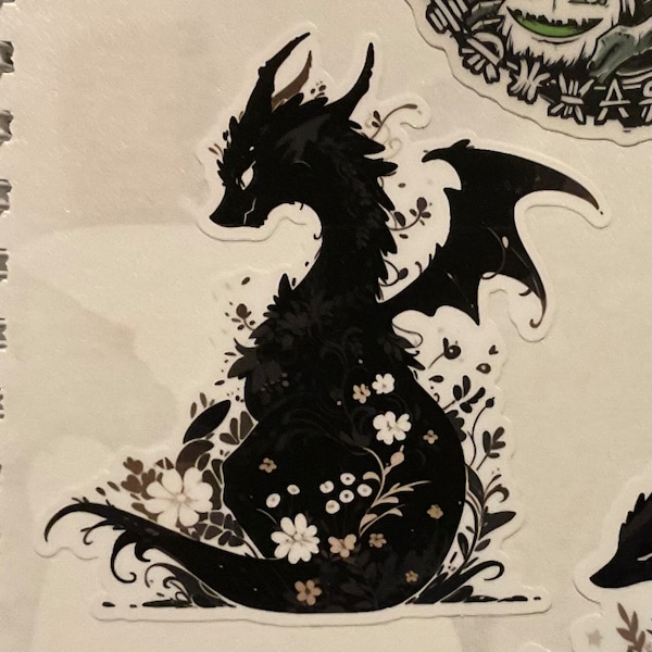 Floral Dragon Sticker: Fantasy Art, Weatherproof Vinyl - Etsy