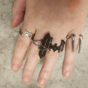 Adjustable Four Bohemian Punk Finger Rings Silver Color With Chains ...