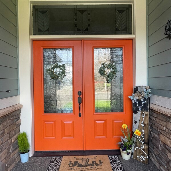 Rustic Cow Print Welcome Sign / Two Signs Attached / Cow Print Sign ...