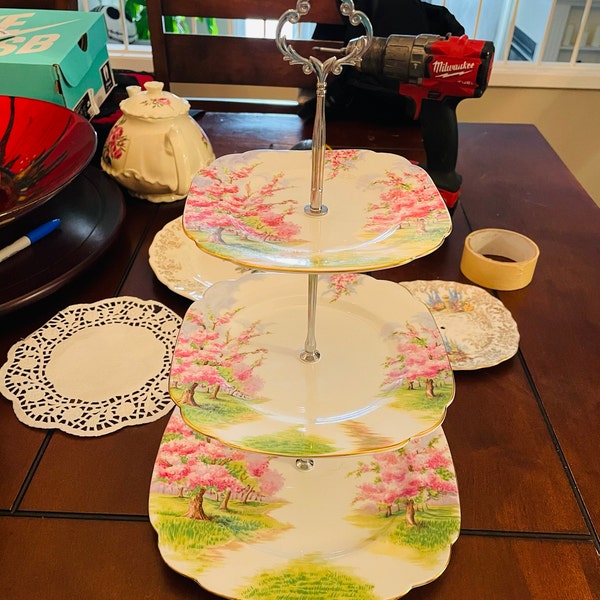 3 Tier Cake Stand Handle / Hardware SILVER ROUND for DIY Cake Plate ...