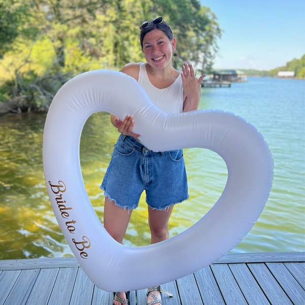 Custom Pool Float Bachelorette Pool Float Personalized White Heart Pool ...
