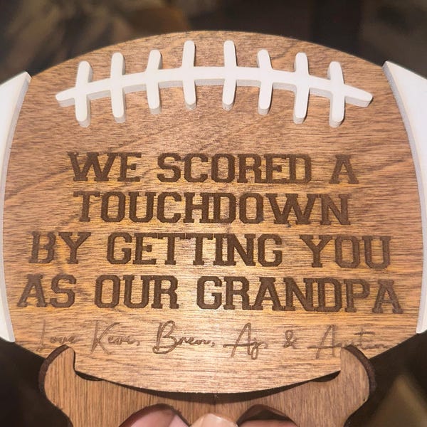 We Scored a Touchdown by Getting You as Our Dad - Football Sign for ...