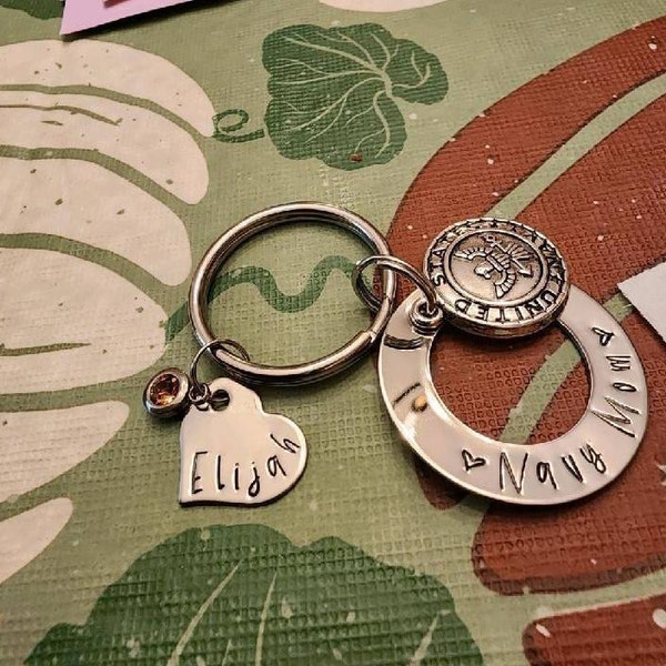 Marine Mom Custom Necklace, Hand Stamped Marine Corp Key Chain, US ...