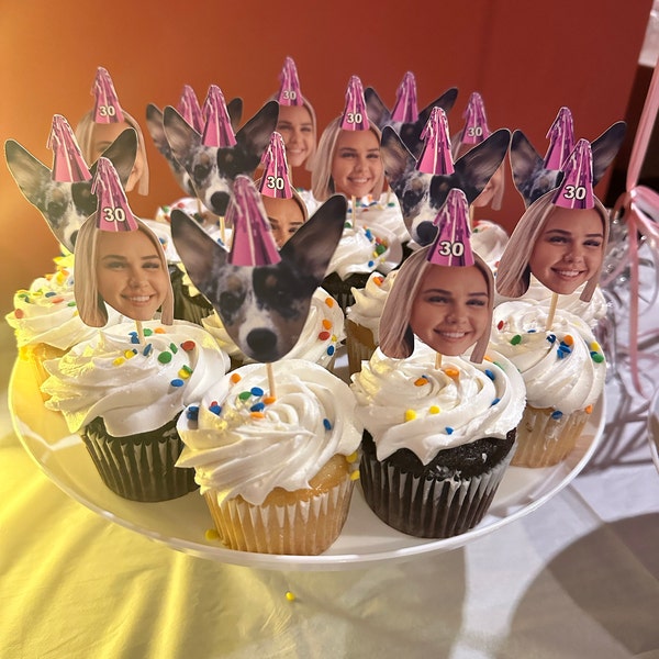 Custom Photo Cupcake Toppers - Face Cutout Cupcake Picks - Personalized ...