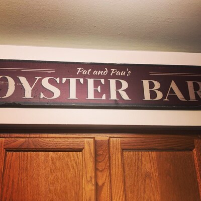 Oyster Bar Wood Sign, Custom Name Seafood Restaurant Sign, Distressed ...