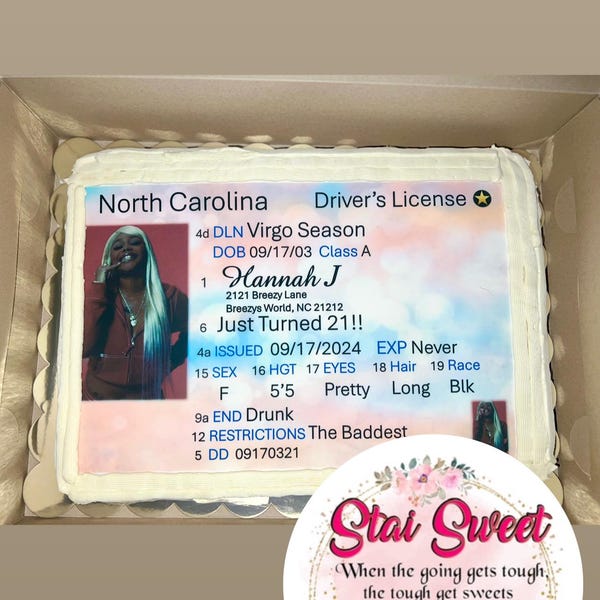 Personalized Drivers License Edible Cake Topper Image - Any State ...