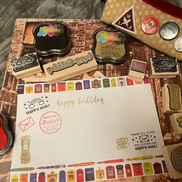 Thank You Postie Postman Envelope Happy Mail Rubber Stamp - Etsy