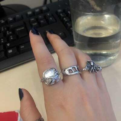 Silver Ringsliquid Metal Jewelryirregular Ringfashion - Etsy