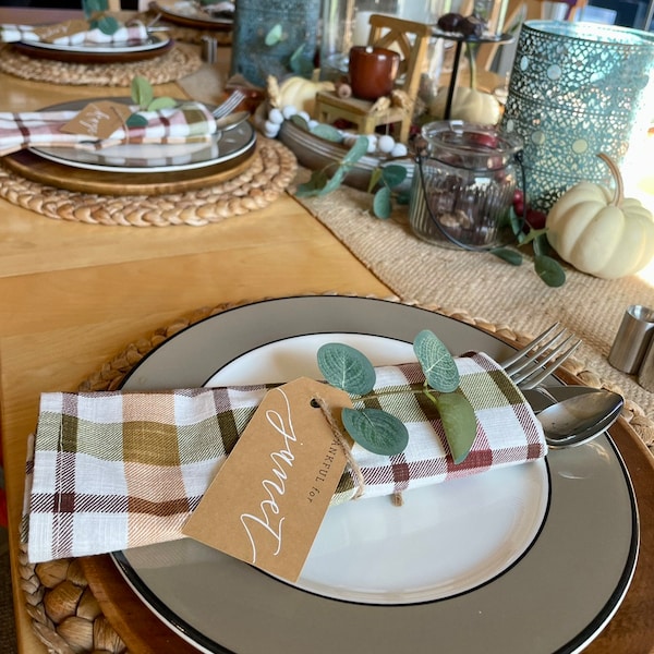 Thankful for Personalized Placecards, Thanksgiving Tags, Handwritten ...