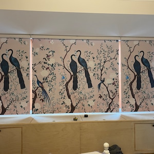 Pink Floral Roller Shades, Butterflies Fluttering in Flowers Roller ...