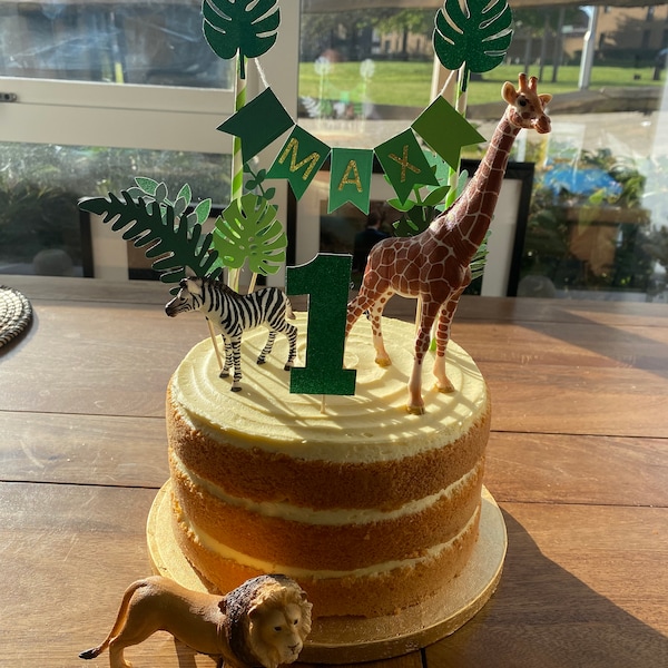 Custom Jungle Cake Topper, Personalised Jungle Cake Bunting ...