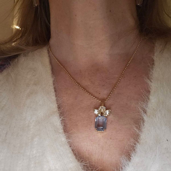 Light Sapphire Crystal Blue Bridal Necklace, Light Blue Crystal ...