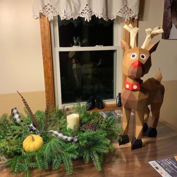 Reindeer Papercraft 3D Rudolph Paper Craft PDF, SVG Template, Low Poly ...