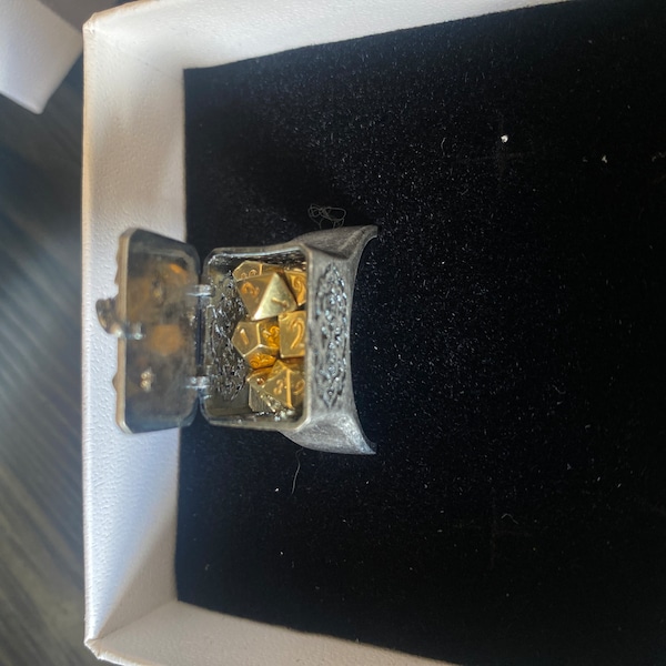 Dragon Ring Box and Mini Dice Set for DND Custom Engraved Text Ring D20 ...