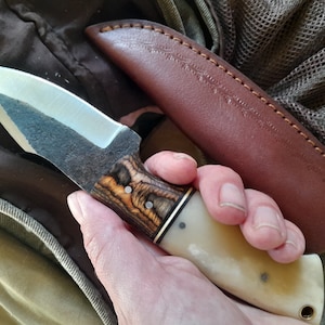 Bone Handle Damacus Skinning Knife With Sheath Bushcraft - Etsy