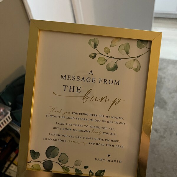 A Message From the Bump PRINTABLE Personalized . Baby Shower Bump Sign ...