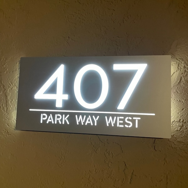 Illuminated Custom Vertical LED Address Sign Plaque With 4" White ...