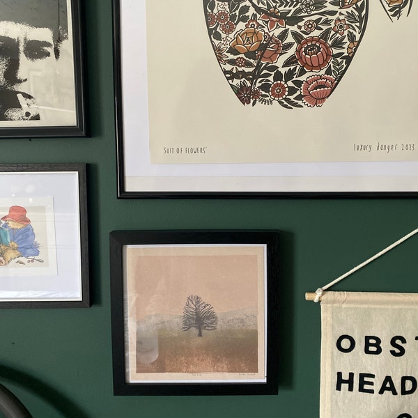 Tree - Fog - Landscape - Countryside - Art Print -coloured Lino Print ...