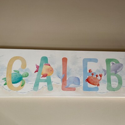 Ocean Theme Name Printable Wall Art for Kids Watercolor - Etsy