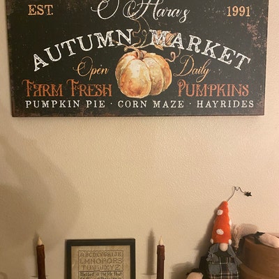 Custom Autumn Market Sign With Family Name Fall Wall Decor - Etsy