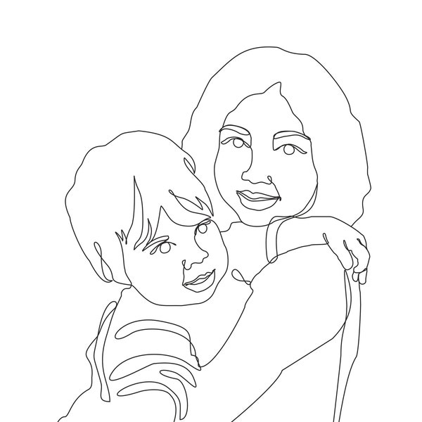 Custom One Line Drawing, Simple Line Art, Commission Portrait, Download ...