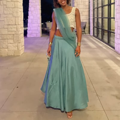 Deep V Neck Slit Lehenga Choli for Women Indian Wedding Wear Choli ...