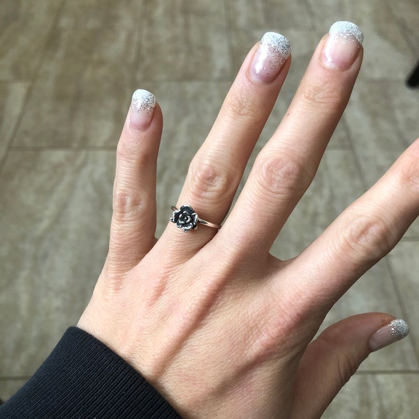Mini Rose Ring, Rose Ring, Sterling Silver Ring, Handmade Ring - Etsy