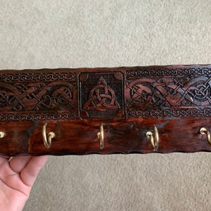 Decorative Celtic Key Hanger, Celtic Knot Wooden Wall Mounted Hook ...