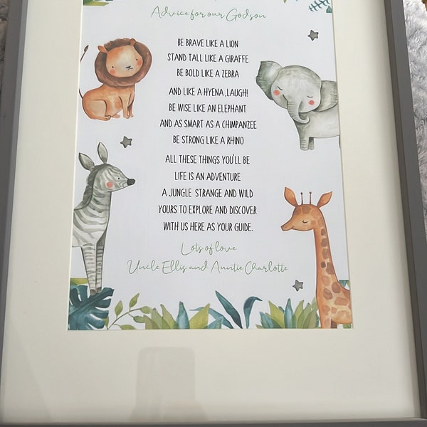 Personalised Godson Poem Promise Print Baptism Christening Day ...