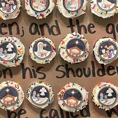 Printable Nativity Story Cupcake Toppers Jesus's Birthday Cupcake ...