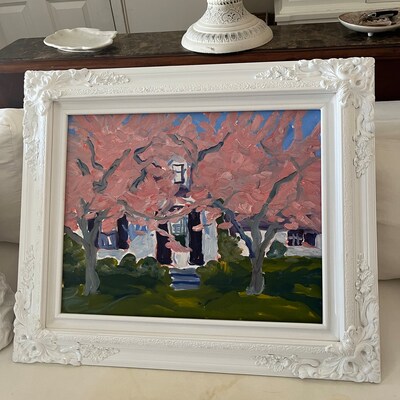 Custom Wood Frame With Compo Ornate Trim. DISTRESSED RED Frame,red ...