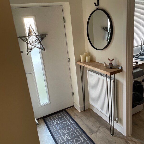 Rustic Narrow Console Table | Wooden Console Table | Radiator Shelf ...
