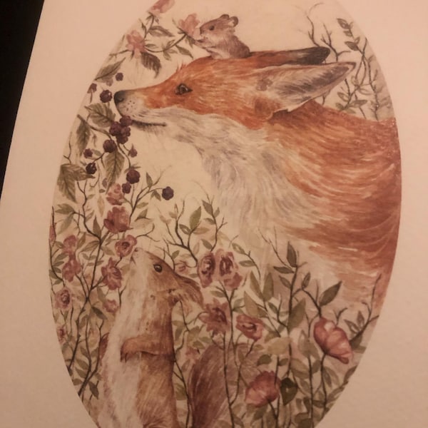 Cottagecore Fox, Fox Lover Gift, Woodland Animal Art, Fox Art Print ...