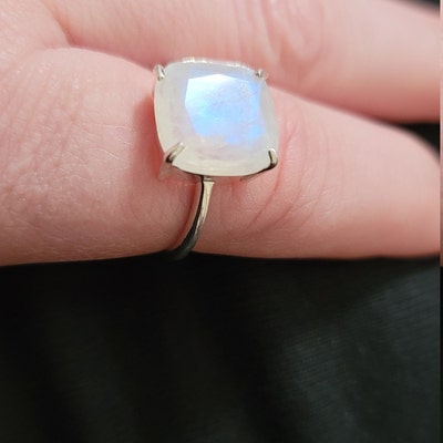 Statement Moonstone Ring, Vintage Square Moonstone Ring, Moonstone Solitaire Ring, Very Large ...