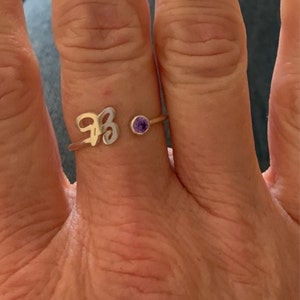 Personalized Initial Birthstone Ring Custom Gold Initial Ring Custom ...