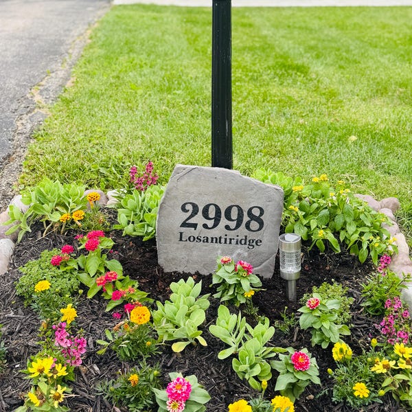 Address Number Stone - Engraved Rock - Personalized - Garden Stone ...