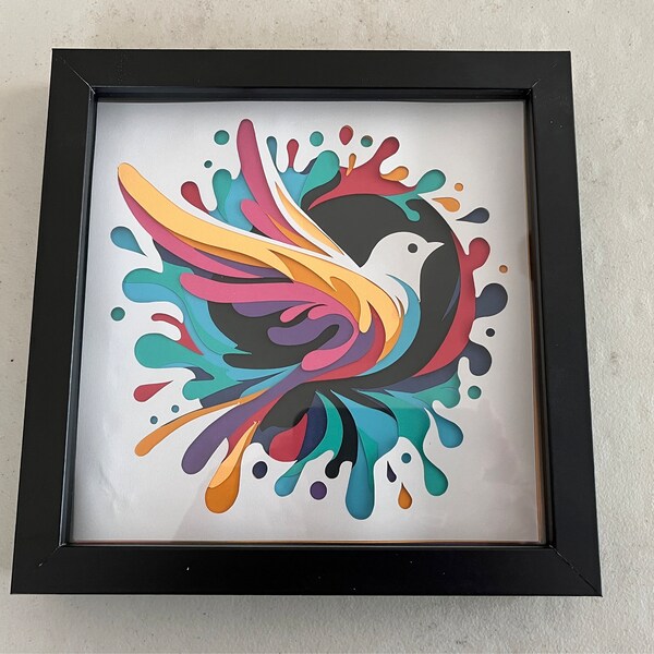 Layered Bird SVG, Shadow Box Template, Sparrow Bird 3D SVG Shadowbox ...