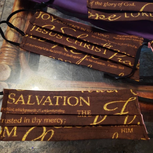 Religious Christian Fabric by the Yard, Brown Gold Faith Bible ...