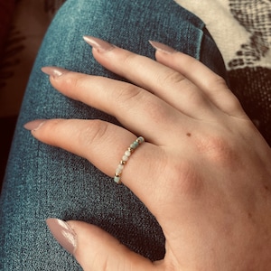 Gold Stretchy Bead Rings, Pearl Ring Band, Dainty Bead Ring, Gold Bead ...