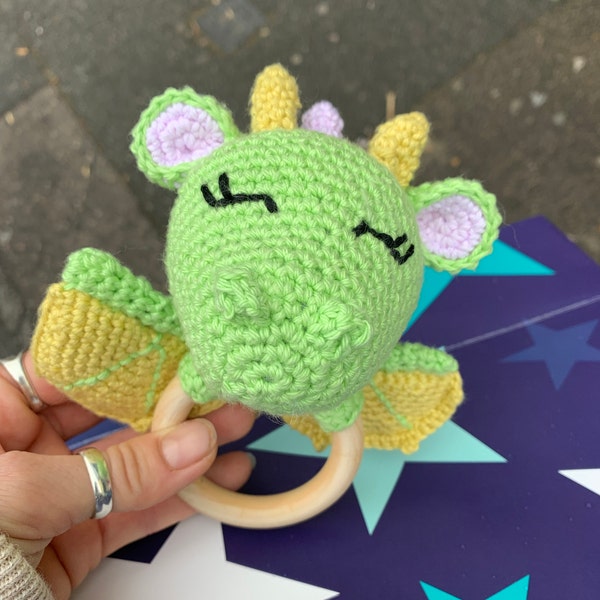 CROCHET PATTERN Dexter the Dragon Amigurumi Teether Rattle Toy Pattern ...