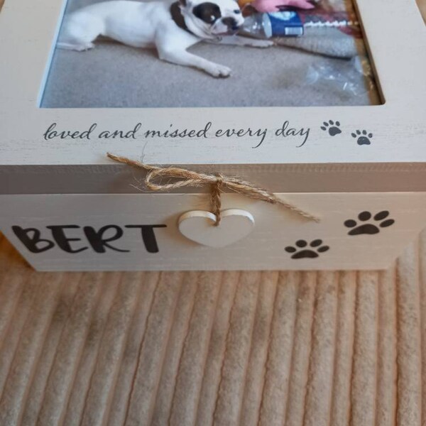 Personalised Rustic Pet Photo Memorial Dog Keepsake Box Pet Wooden ...