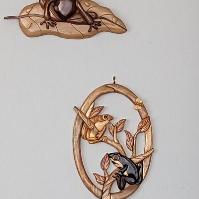 Beautifully Hand Crafted 3 Dimensional Intarsia Wood Art FROG MATES ...